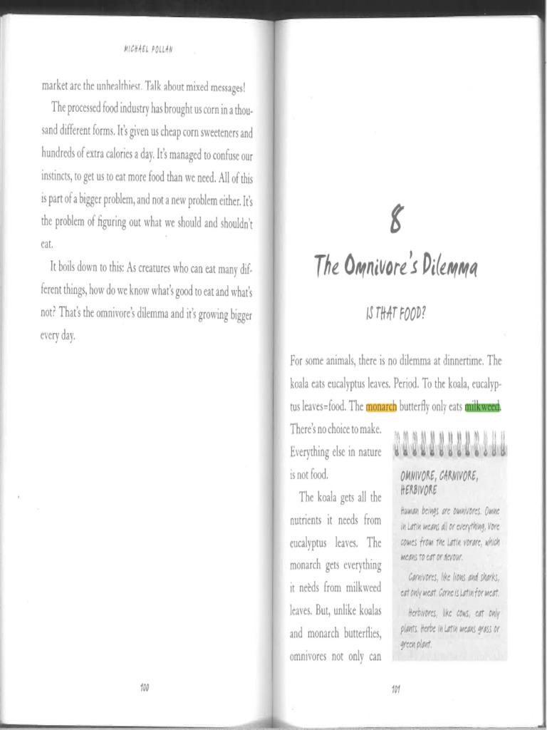The Omnivorous Dilemma, Ch. 8 | PDF | Taste | Food And Drink