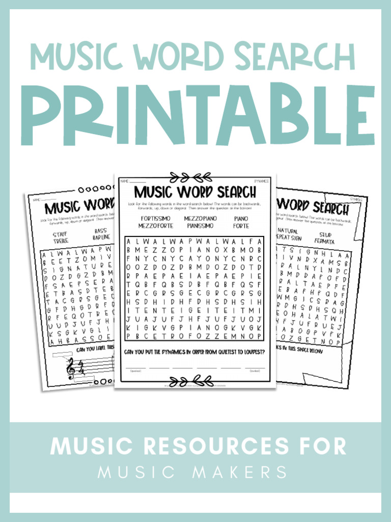 Music Word Search PrintableFree-1 | PDF | Word Search | All Rights Reserved