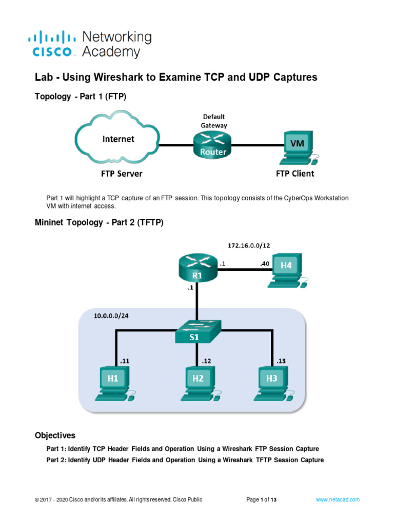 Wireshark TCP/UDP Capture Lab Guide | PDF | Transmission Control ...