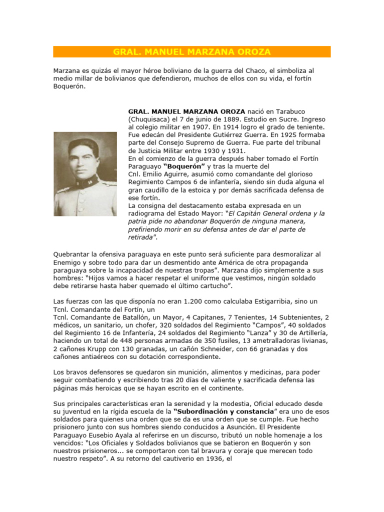 Biografía del Gral. Manuel Marzana | PDF | Militar | Guerra