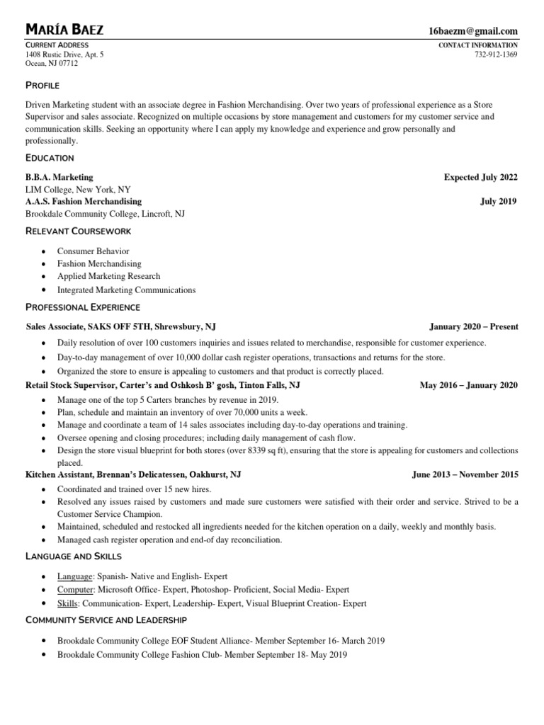 Maria Baez - Resume | PDF | Communication | Human Communication