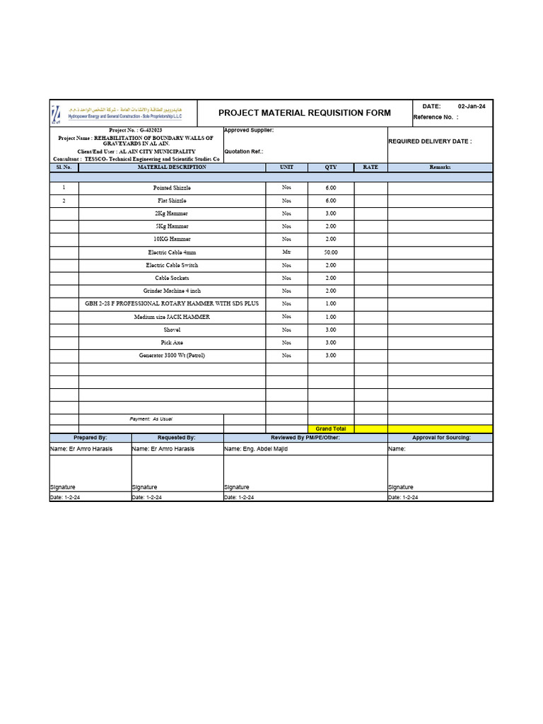 Initial MRF | PDF | Equipment | Manufactured Goods