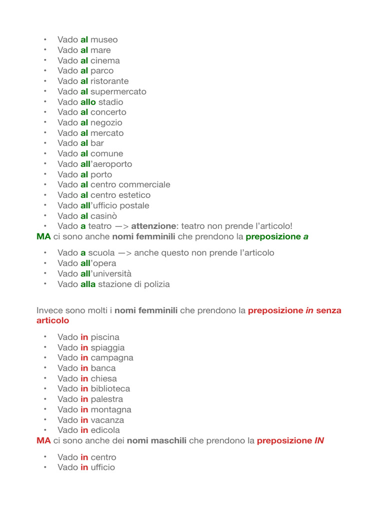 Le Preposizioni | PDF