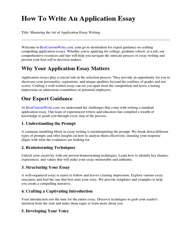 How To Write An Application Essay | PDF | Essays | Cognitive Psychology