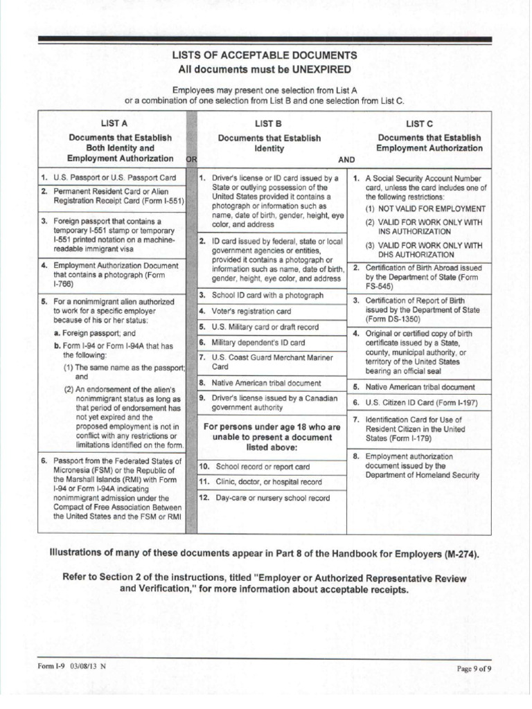 I 9 Acceptable Docs 1 | PDF