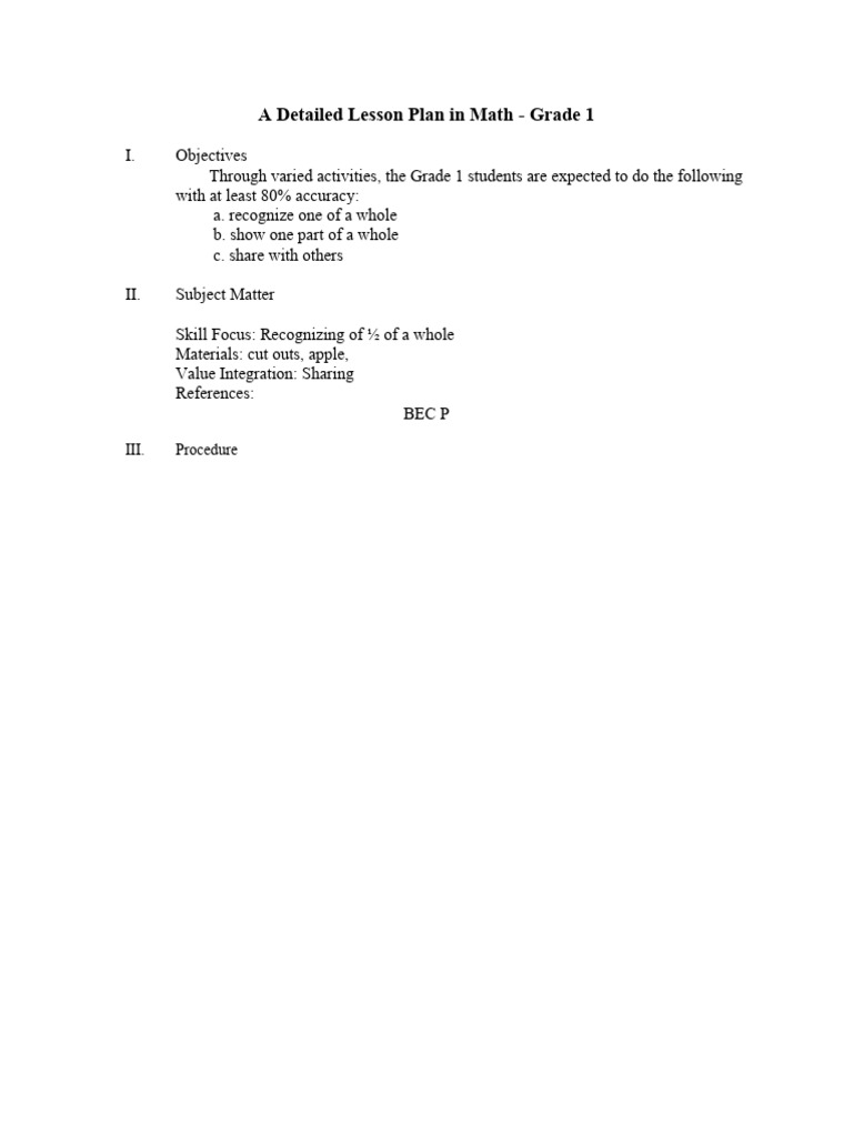 A Detailed Lesson Plan in Math1 | PDF | Lesson Plan | Teachers A Detailed Lesson Plan in Math1 | PDF | Lesson Plan | Teachers