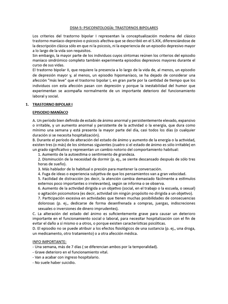 DSM5 Trastornos Bipolares | PDF | Desorden bipolar | Manía