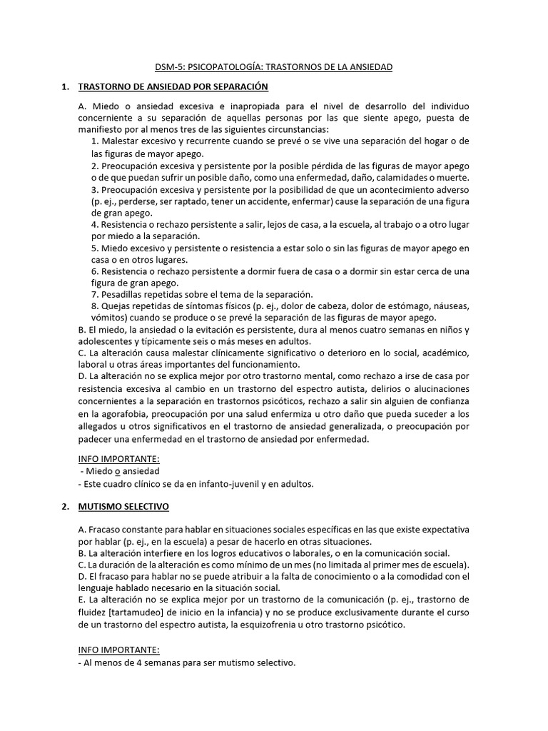 DSM5 Trastornos de La Ansiedad | PDF | Ansiedad | Trastorno de ansiedad