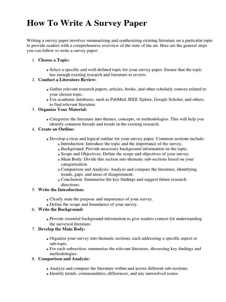 How To Write A Survey Paper | PDF | Citation | Methodology