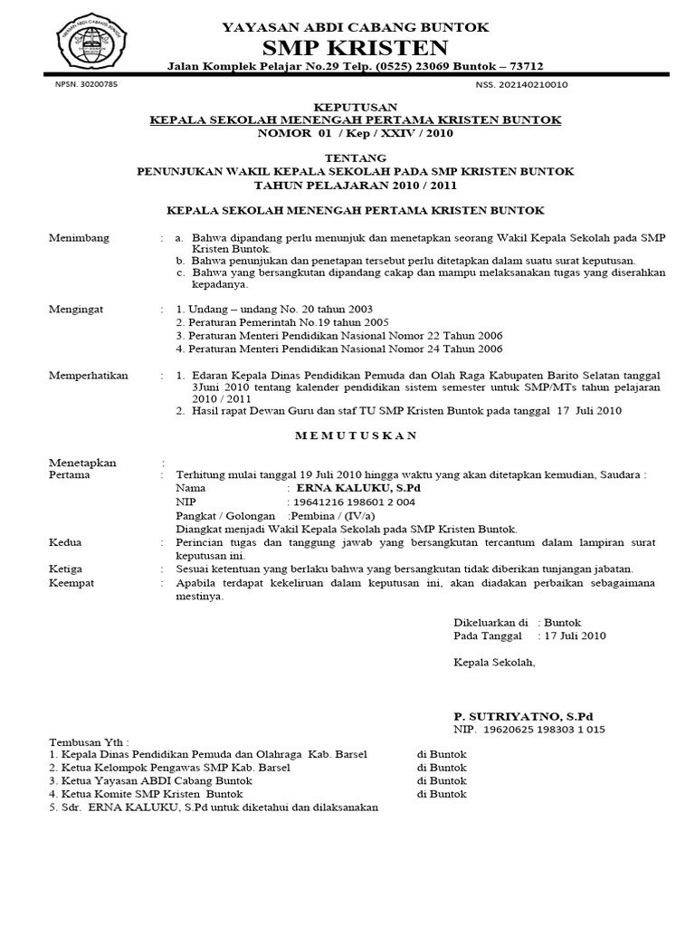 SK Pembagian Tugas New 2020-2021 | PDF