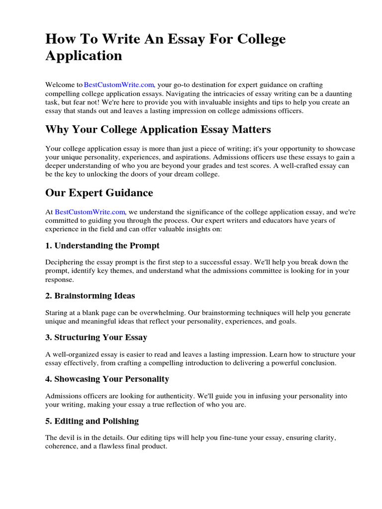Crafting Your College Application Essay | PDF | Essays | Learning