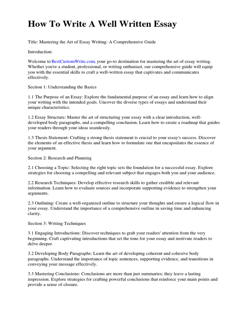 How To Write A Well Written Essay | PDF | Essays | Citation