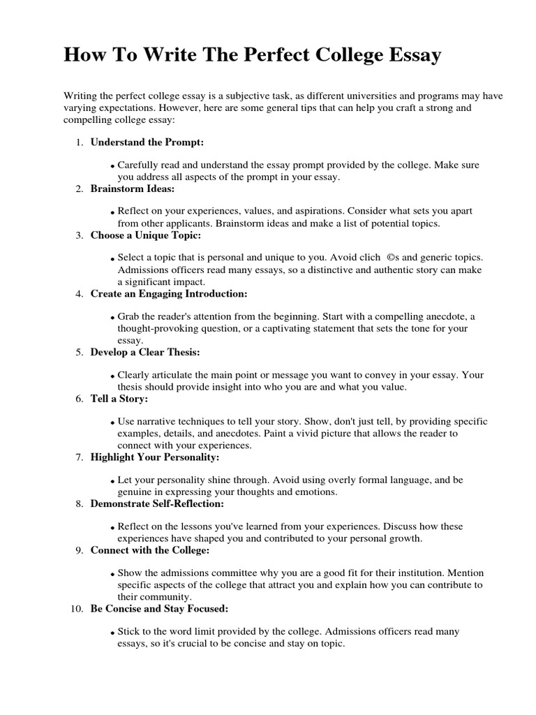 Perfect College Essay Writing Tips | PDF | Essays | Experience