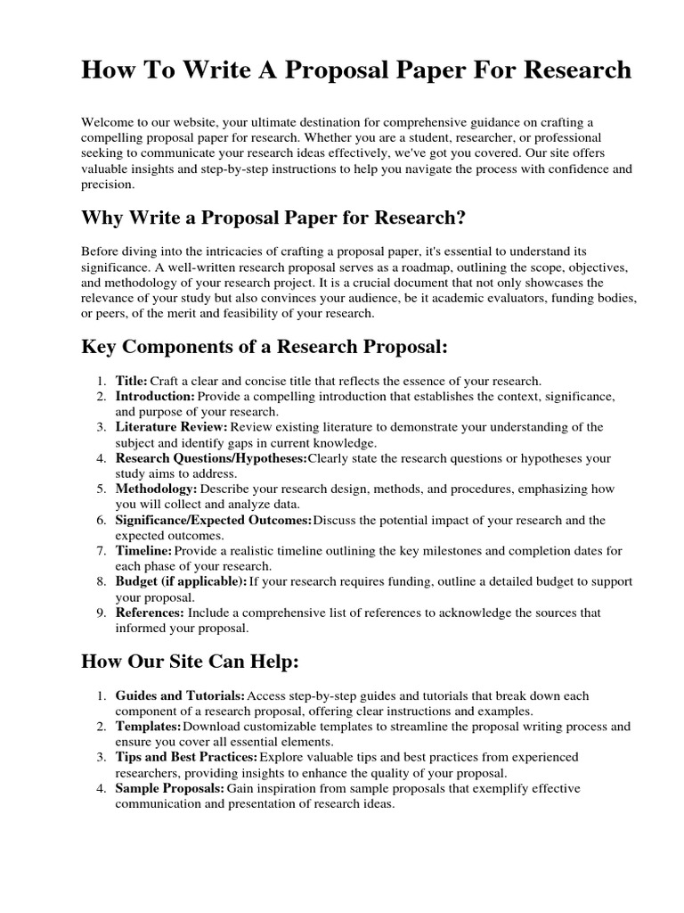 How To Write A Proposal Paper For Research | PDF | Methodology ...