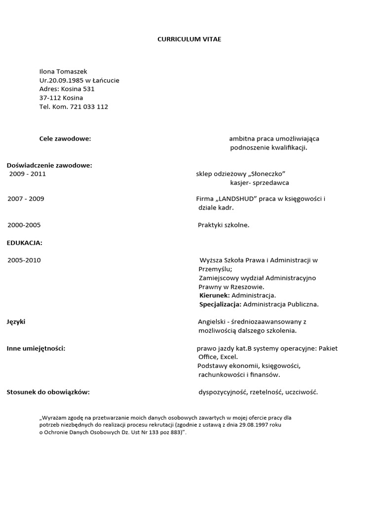 Curriculum Vitae Ilona | PDF