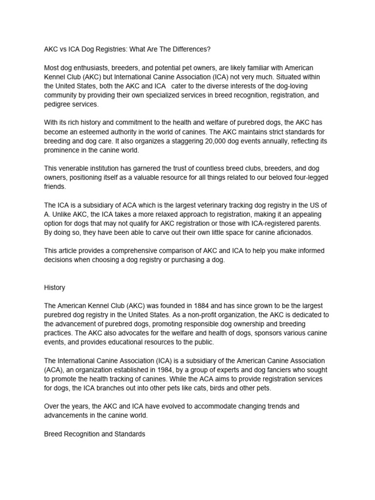 Akc Vs Aca | Download Free PDF | American Kennel Club | Dog Breeds