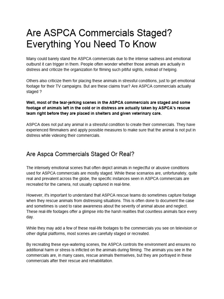 Are ASPCA Commercials Staged | PDF