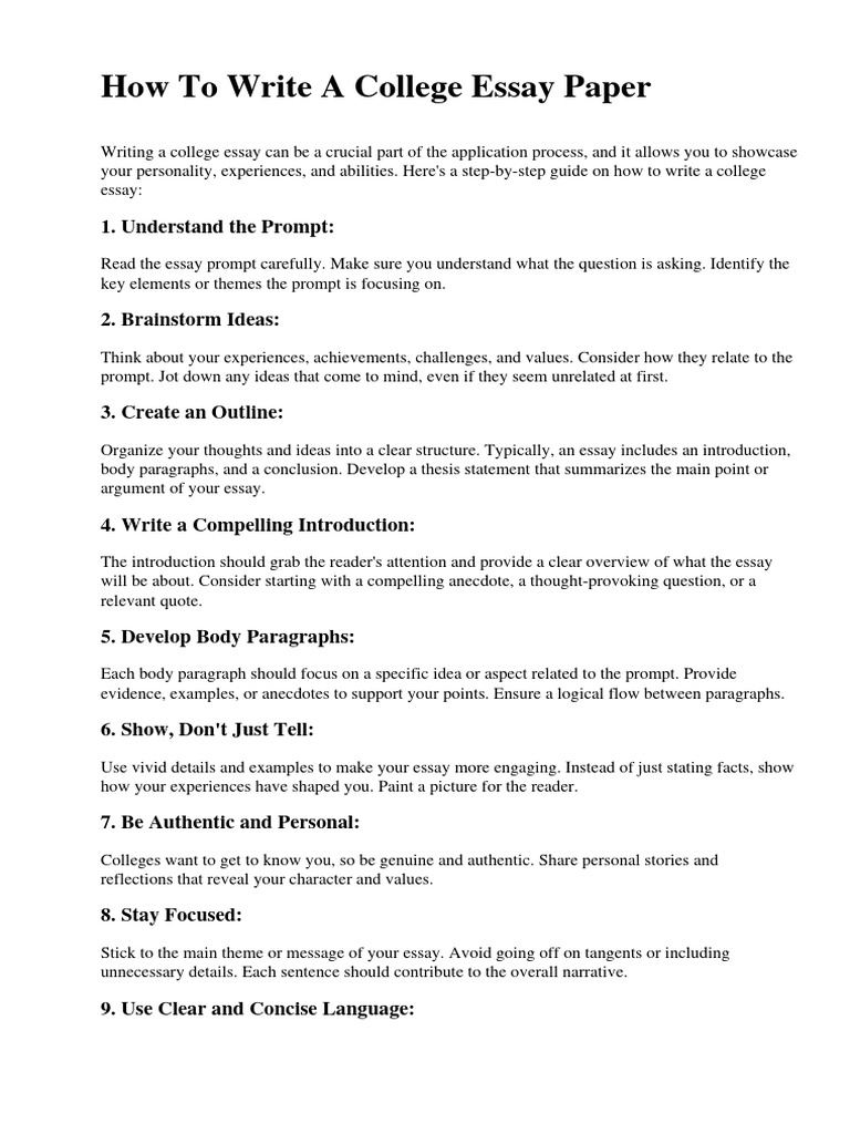 How To Write A College Essay Paper | PDF | Essays | Proofreading