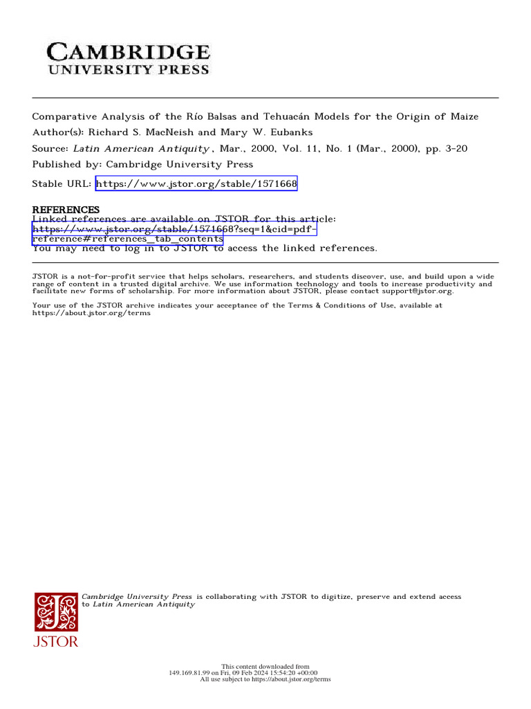 MacNeish ComparativeAnalysisRo 2000 | PDF | Maize | Cucurbita