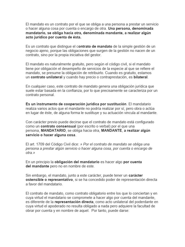 Mandato Con Representación | PDF | Poder legal