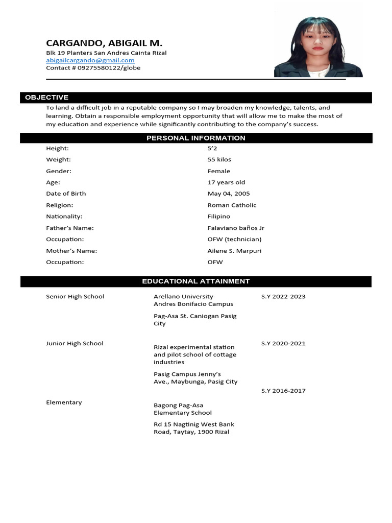 Traditional Resume | PDF | Cognition | Behavior Modification