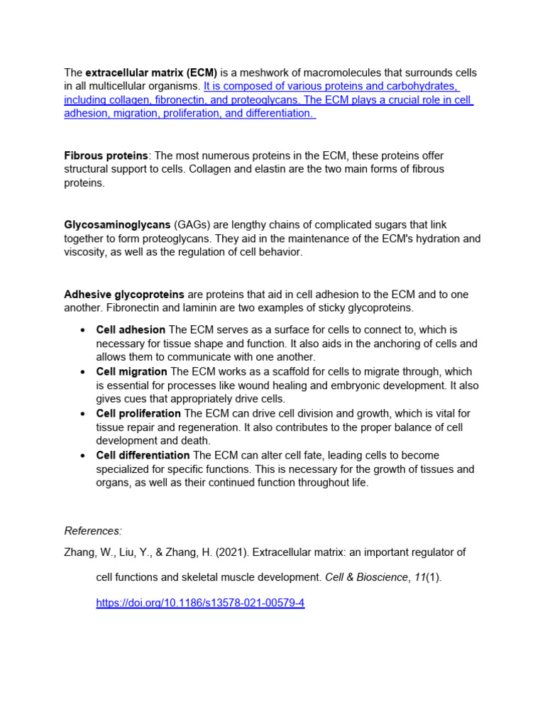 ECM | PDF | Extracellular Matrix | Cell Biology