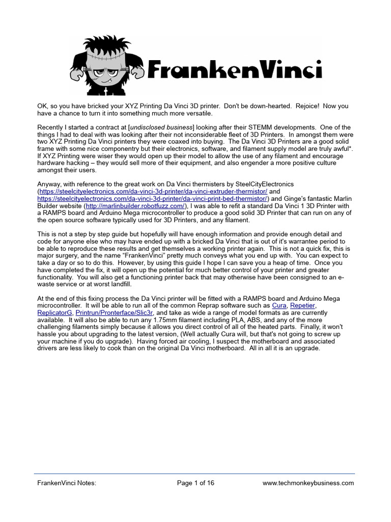 FrankenVinci Conversion Guide | PDF | Electrical Connector | Printer (Computing)