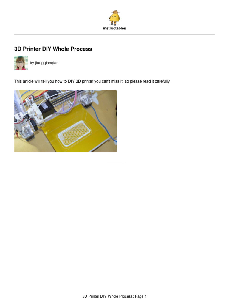 3D Printer DIY Whole Process | PDF | 3 D Printing | Extrusion 3D Printer DIY Whole Process | PDF | 3 D Printing | Extrusion