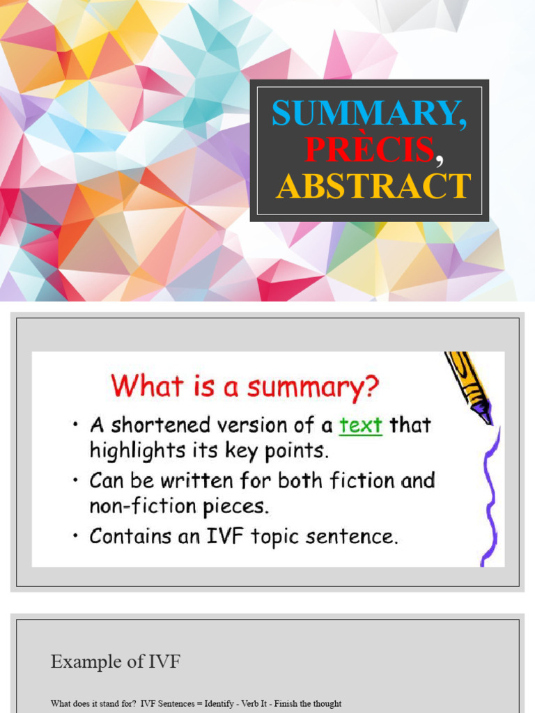 Summary Precis Abstract | PDF | Abstract (Summary) | Human Communication
