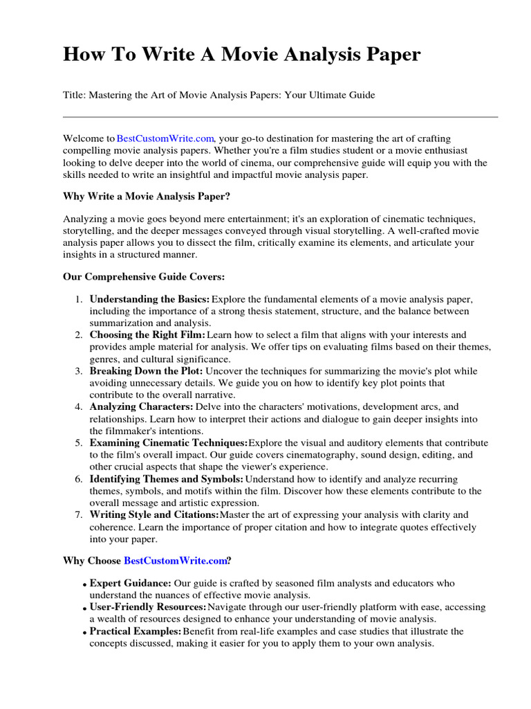 How To Write A Movie Analysis Paper | PDF | Usability | Storytelling