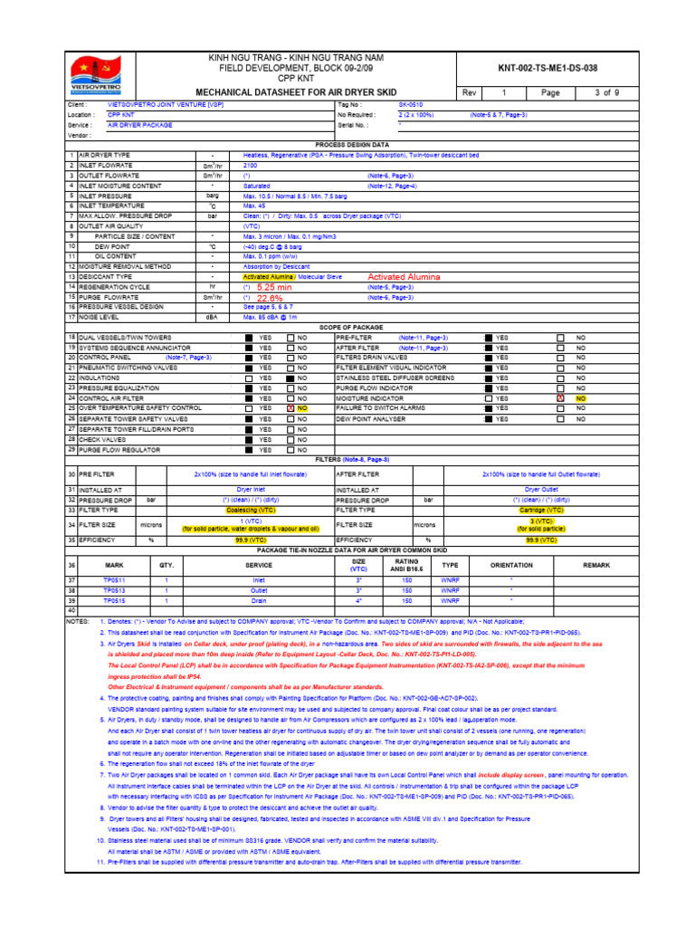 Air Dryer Skid Specifications for VSP | PDF | Valve | Decibel