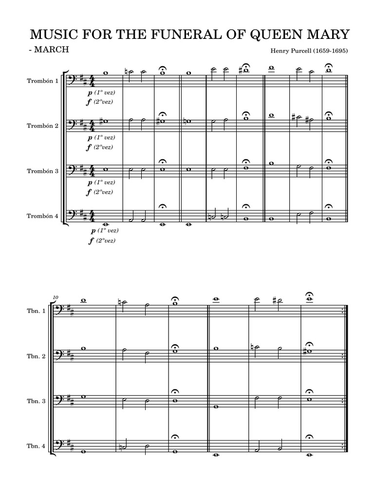 Music For The Funeral of Queen Mary | PDF