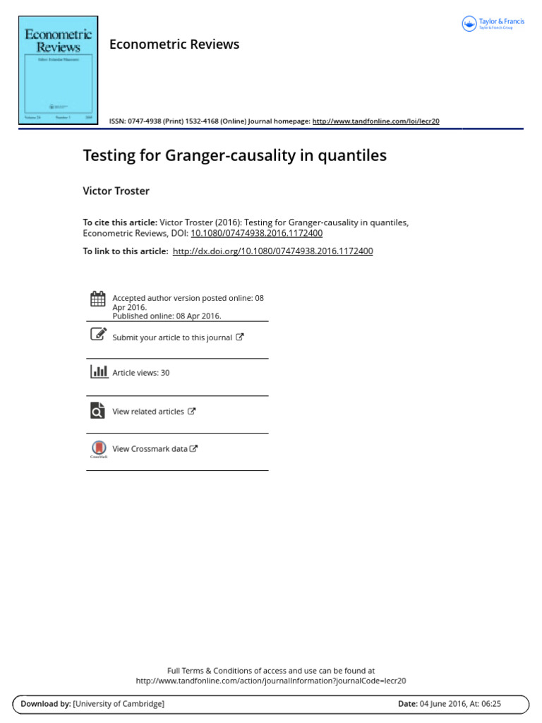 Troster 2016 | PDF | Regression Analysis | Causality
