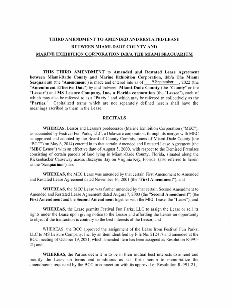 Third Amendment To Amended and Restated Lease Agreement Signed 1-11 ...