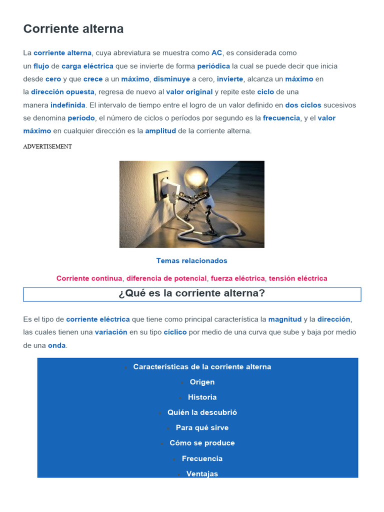 Corriente Alterna | PDF | Corriente eléctrica | Electricidad