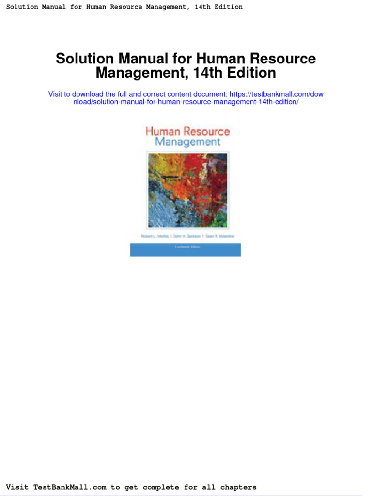 Full Solution Manual For Human Resource Management 14Th Edition PDF Docx Full Chapter Chapter ...