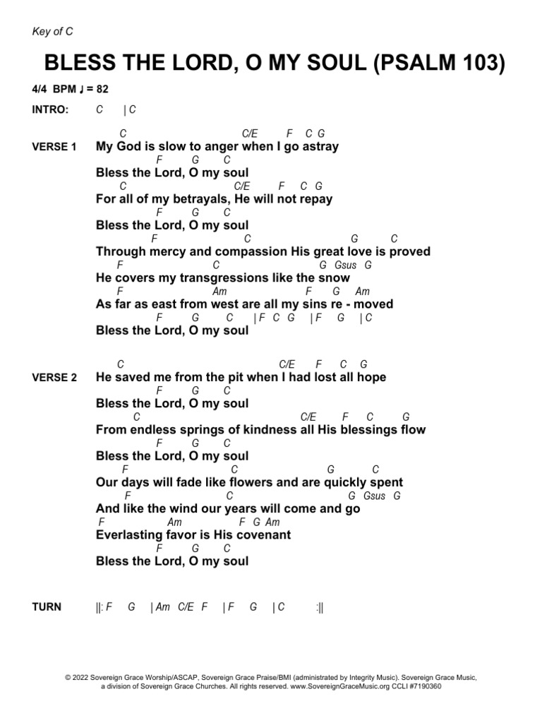 Bless The Lord O My Soul - UG - CHART - C | PDF | Religious Belief And ...