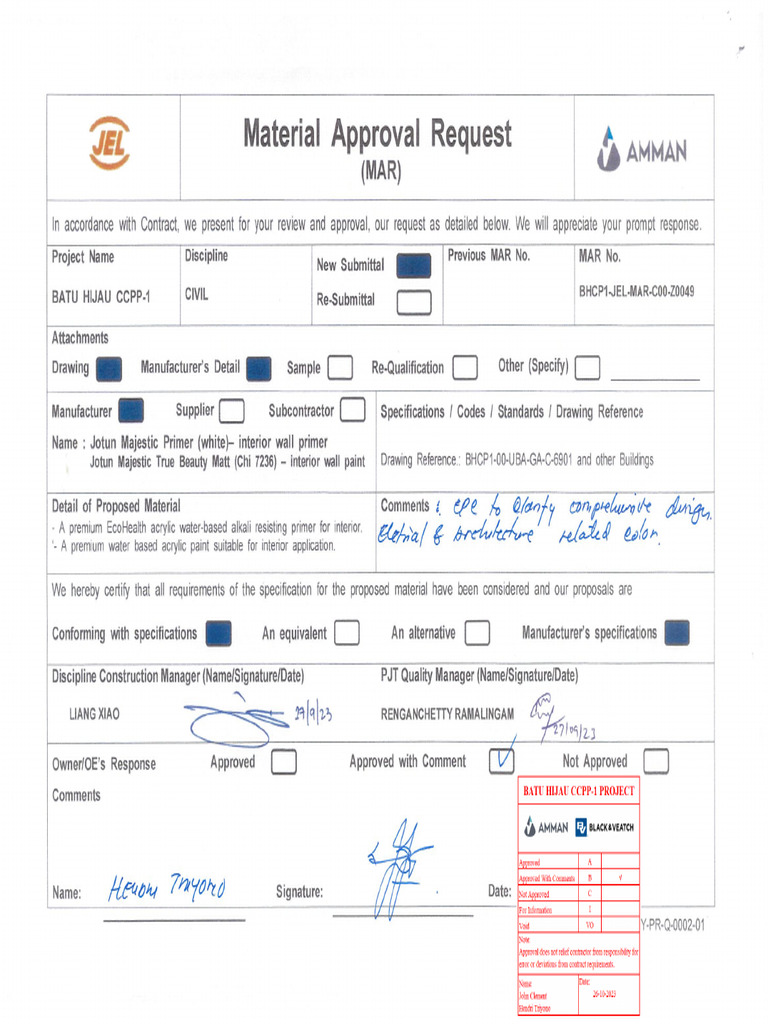 BHCP1-JEL-MAR-C00-Z0049 - A - MAR Jotun Majestic Primer (White) True Beauty Matt (Chi 7236) | PDF