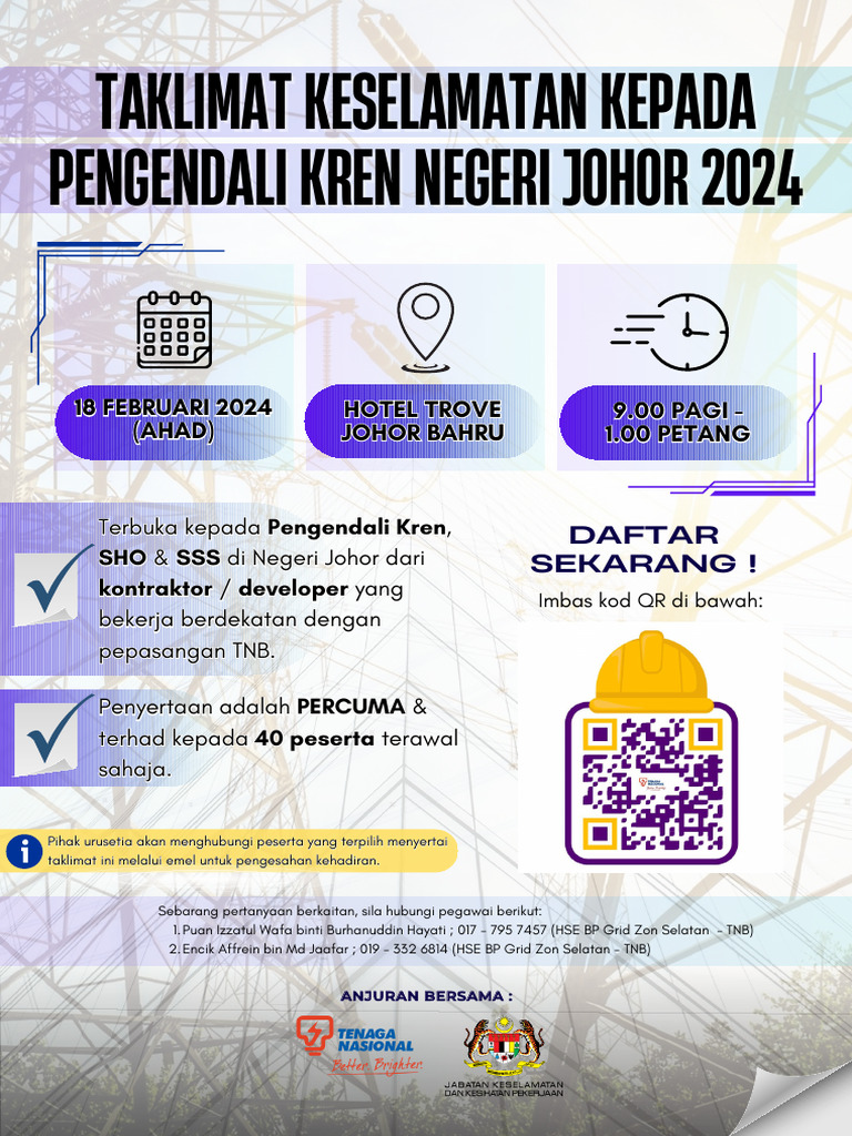 Poster Taklimat Keselamatan Dan Kesedaran Elektrik - JHB - 18022024 - Rev01 | PDF