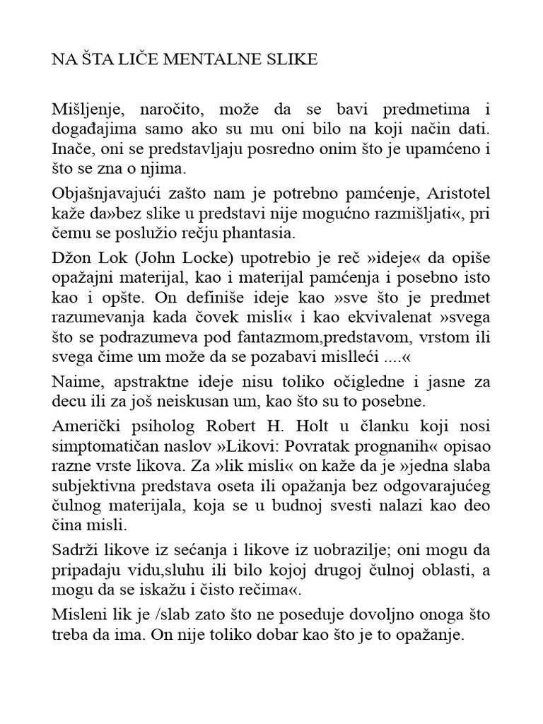 Mentalne Slike Kod Odraslih I Dece | PDF