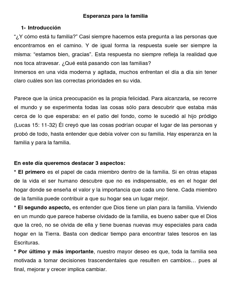 Esperanza para La Familia | PDF