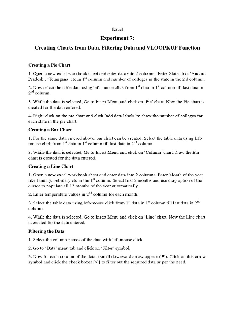 Experiment 7 Ms Excel Pdf Microsoft Excel Computer Programming 1447