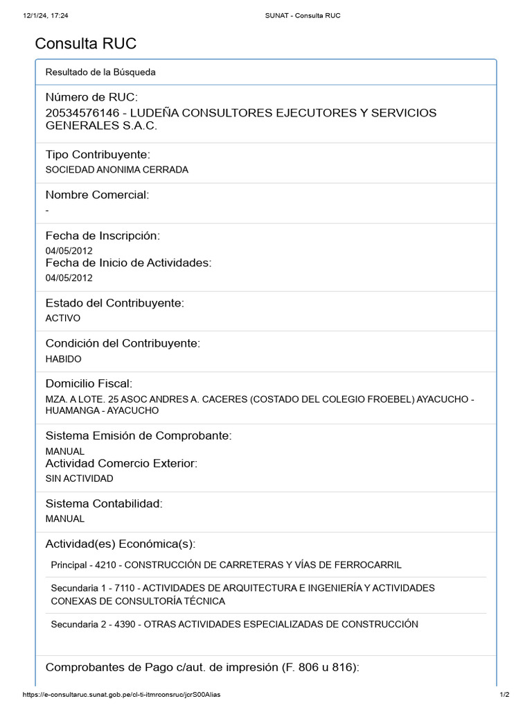 Consulta Ruc | PDF