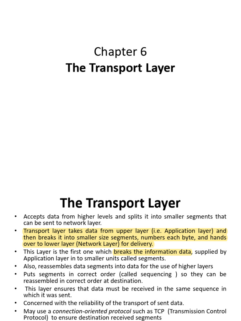 CN - Chapter 6 - Transport Layer | PDF | Transmission Control Protocol ...