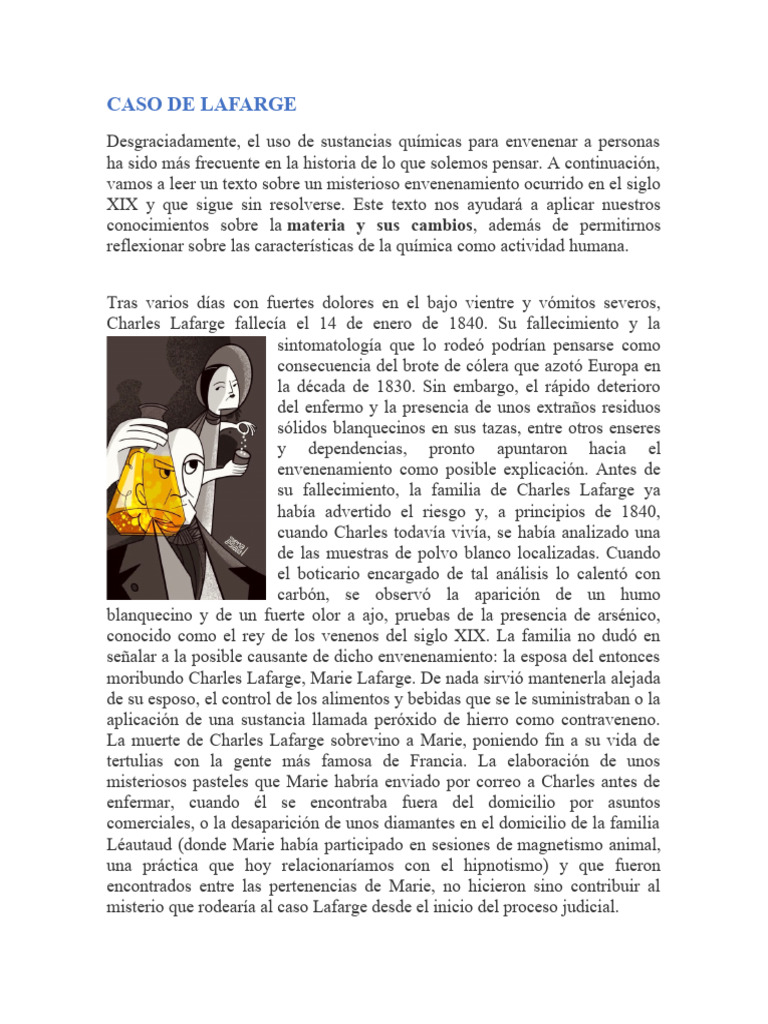 Envenenamiento de Charles Lafarge: Caso y Química | PDF ...