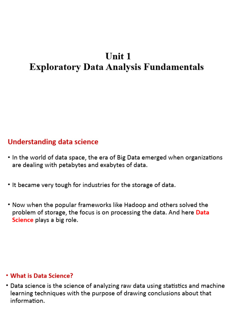 Unit 1 - Exploratory Data Analysis Fundamentals | PDF | Data Analysis | Data Science