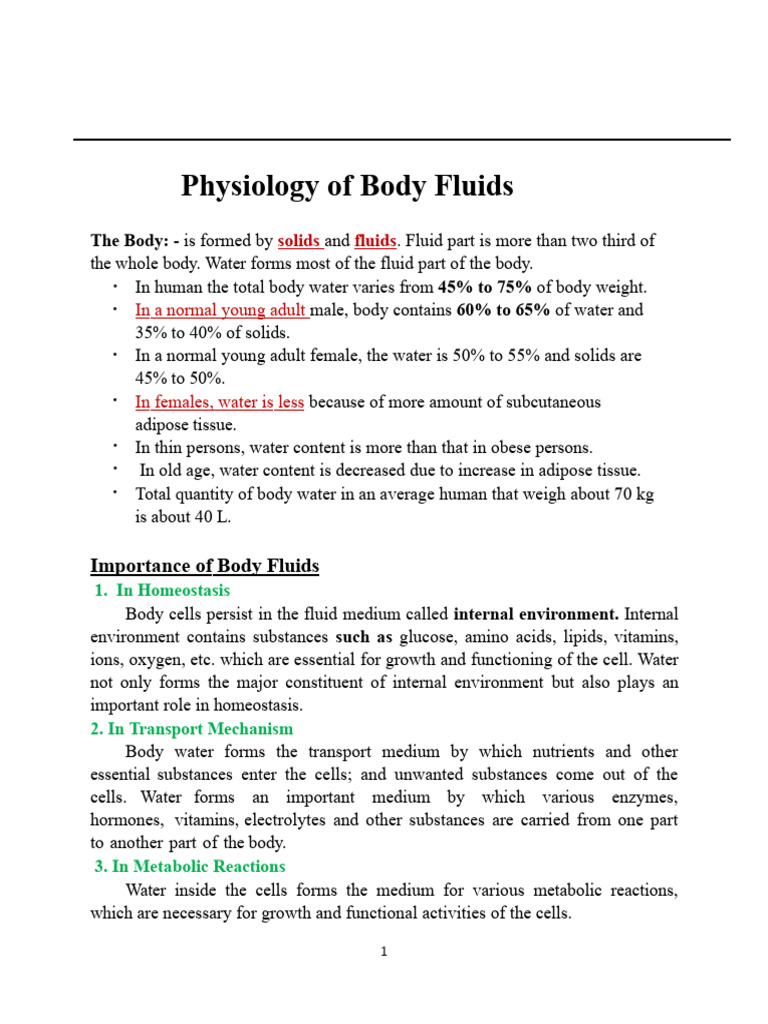 DR Ekpe Physiology of Body Fluid | PDF | Osmosis | Cell Biology