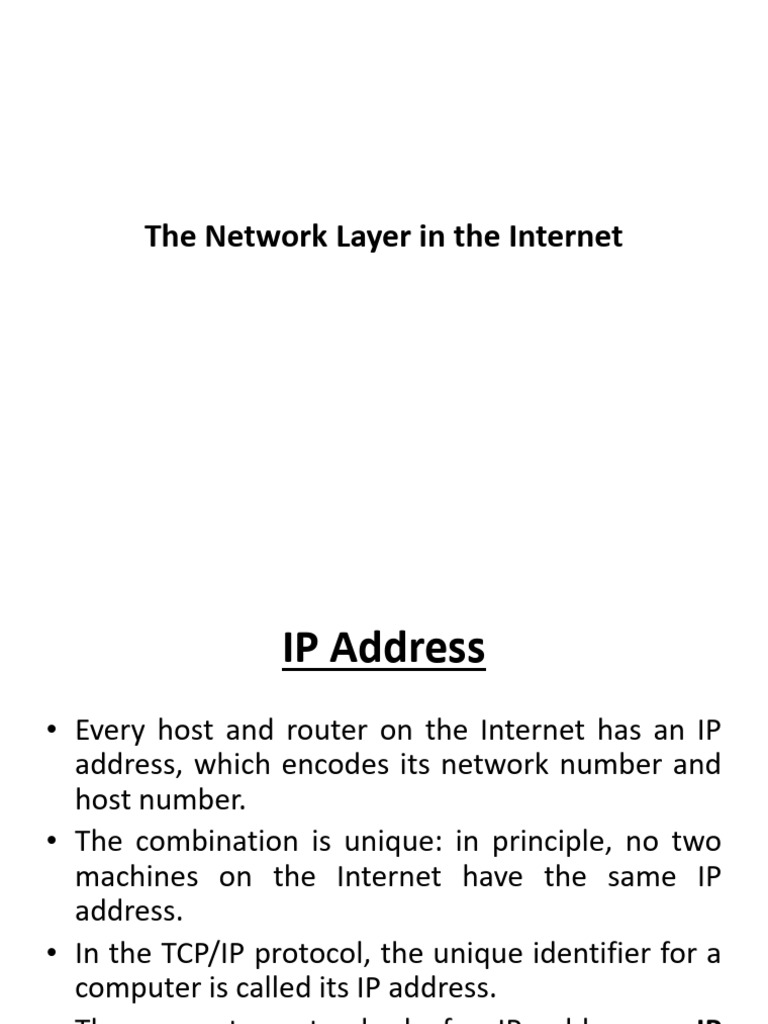 CN - Chapter 5 - The Network Layer - Class 3, 4 | PDF | Ip Address | Internet Protocols