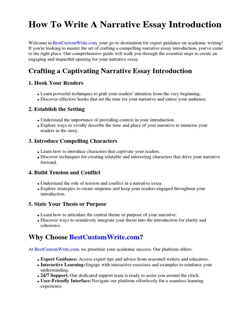 How To Write A Narrative Essay Introduction | PDF