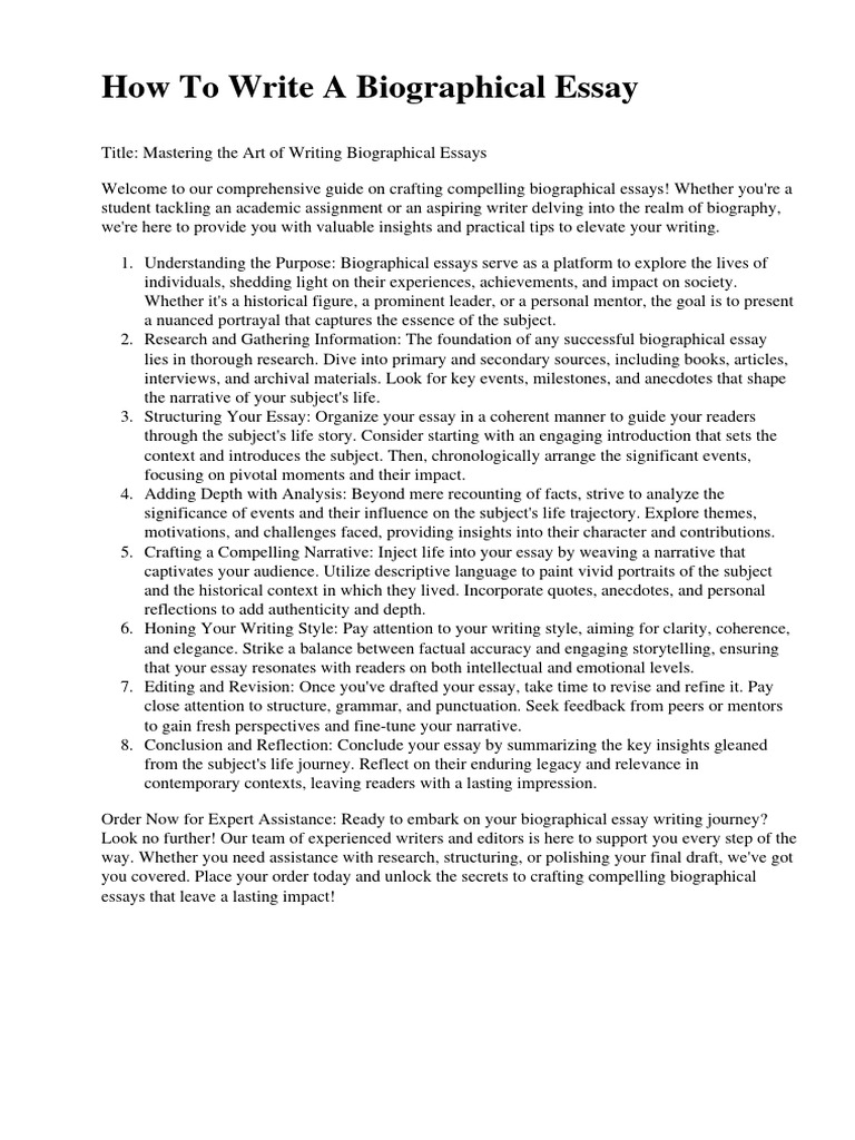 Writing Compelling Biographical Essays | PDF | Essays | Biography